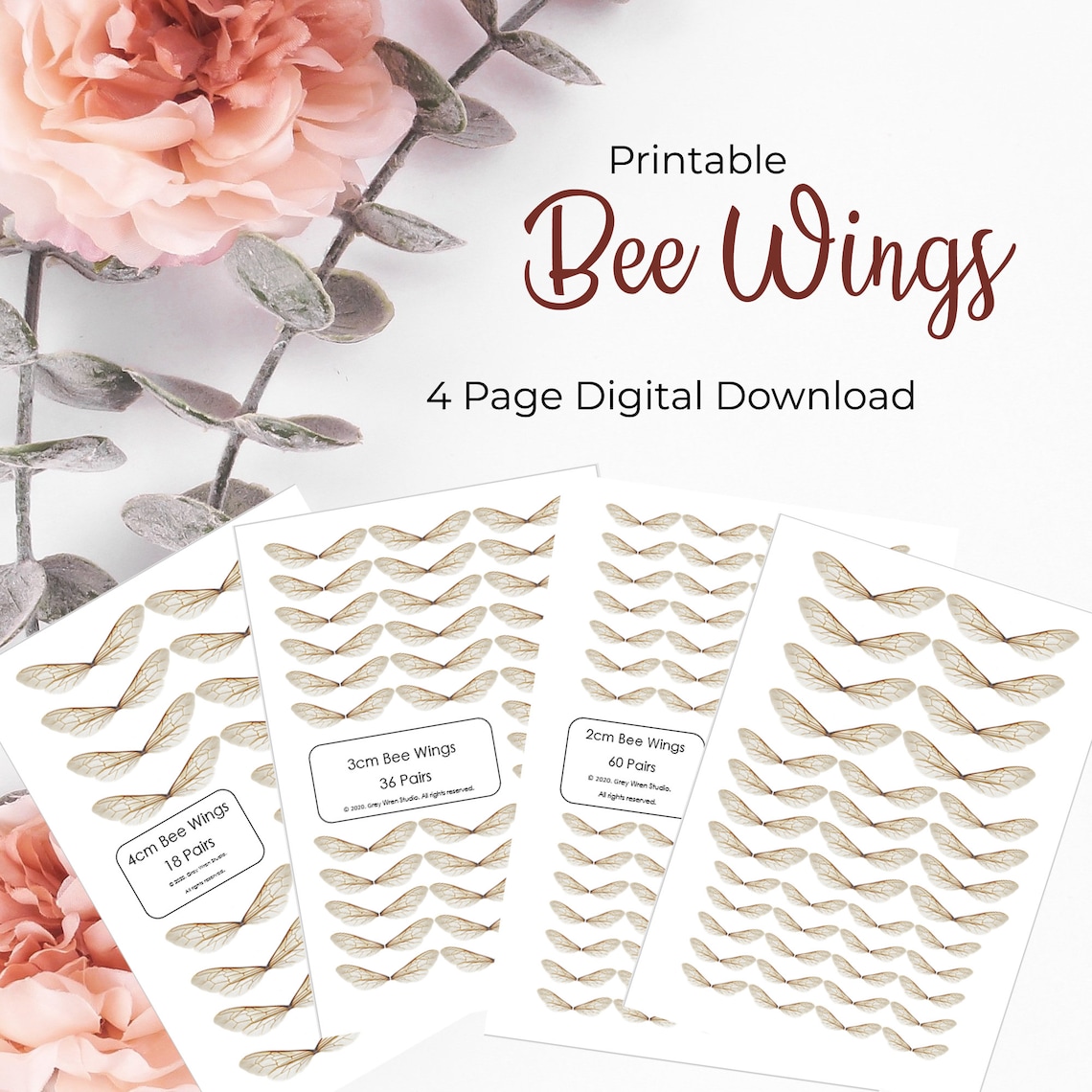 Bee Wings PDF, Printable Digital Download, Print Your Own Wings - Etsy ...