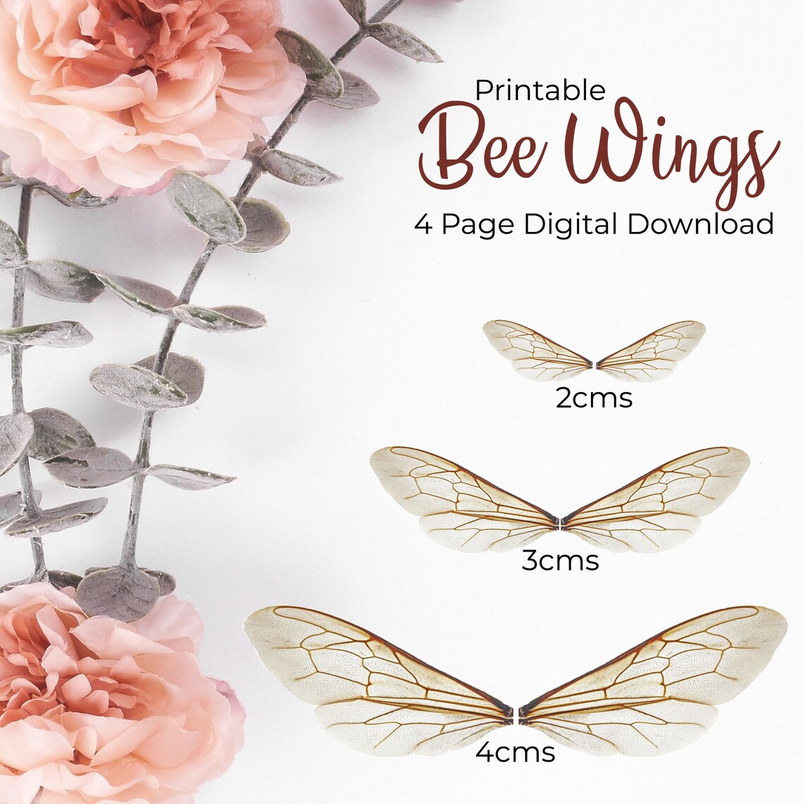 Bee Wings PDF, Printable Digital Download, Print Your Own Wings - Etsy