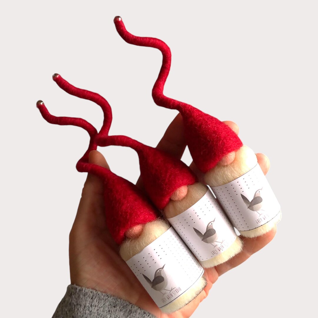 Set of 3 Needle Felted Christmas Tomten, Swedish Gnomes, Wool Felted ...
