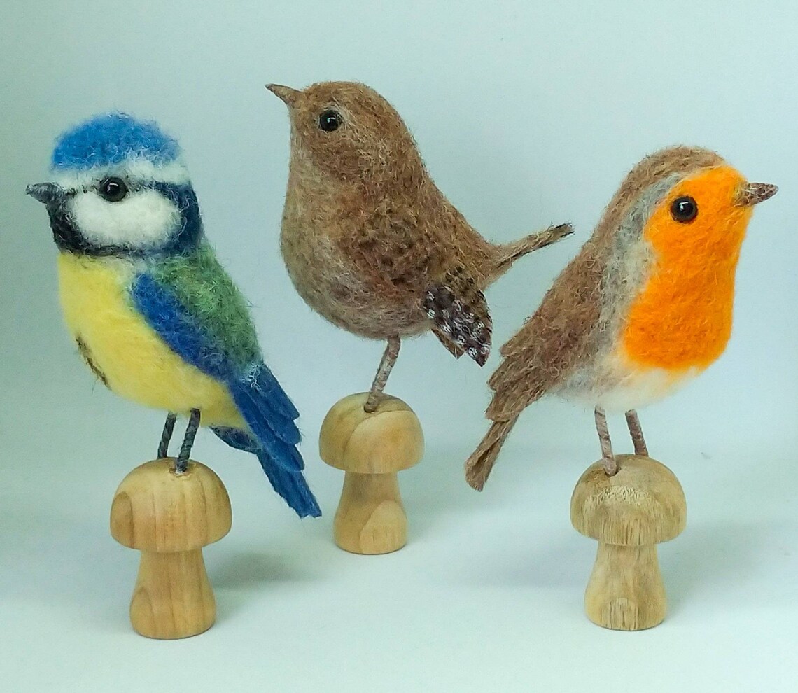 Felted Robin Blue Tit and Wren Bird Gift Ornament - Etsy
