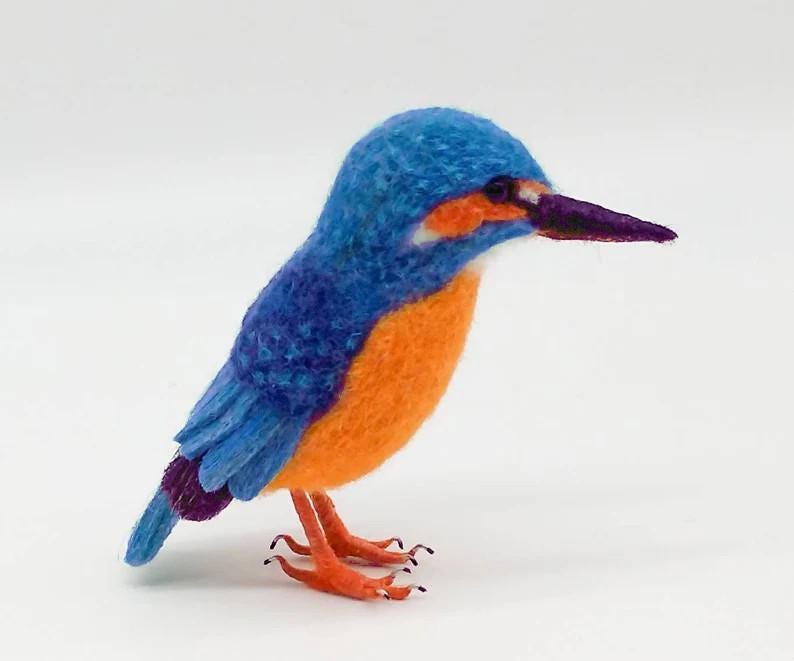 Needle Felted Kingfisher: Handmade Wool Bird Sculpture - Etsy