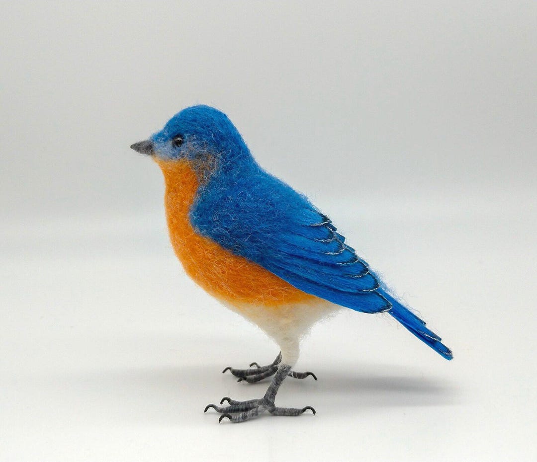 Needle Felt Eastern Bluebird Ornament: Handmade Wool Decoration - Etsy