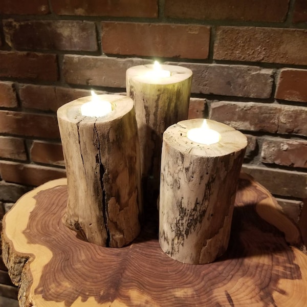 Rustic Wooden Votive Holder - Etsy