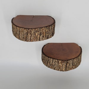Live Edge Log Sconces Set W Keyhole Hanger | Candle Picture Shelf Wood ...