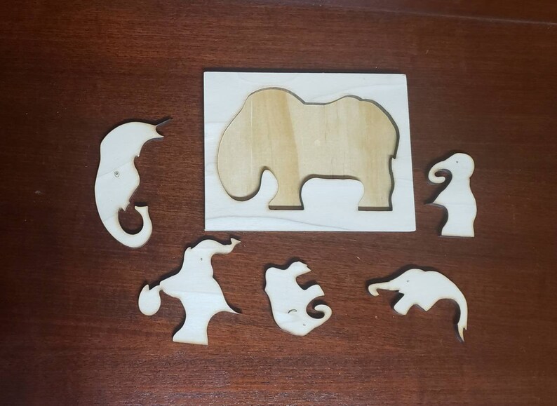 Elephant Puzzle of Elephants Wooden Jigsaw Laser Cut Pieces - Etsy