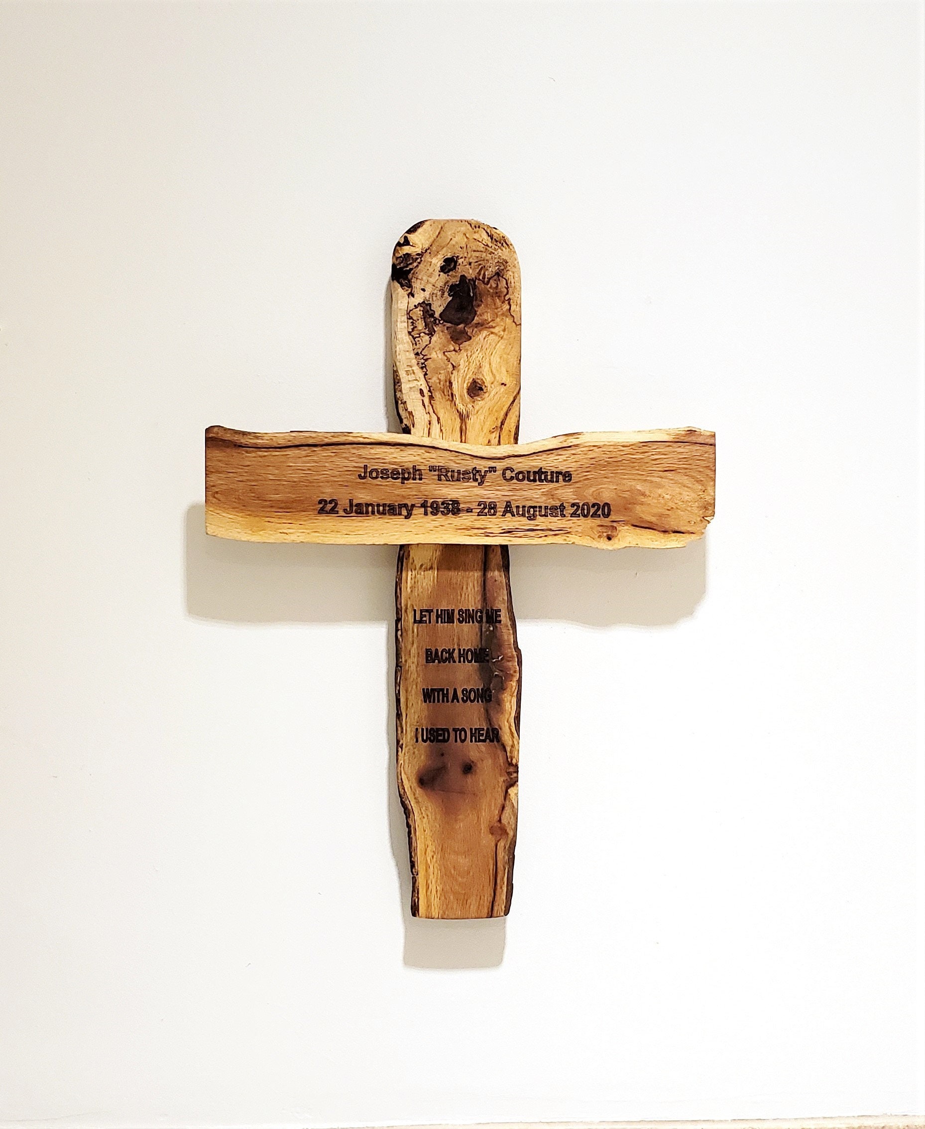 Wood Wall Cross Custom Engraved | Rustic Live Edge Log | Wooden ...