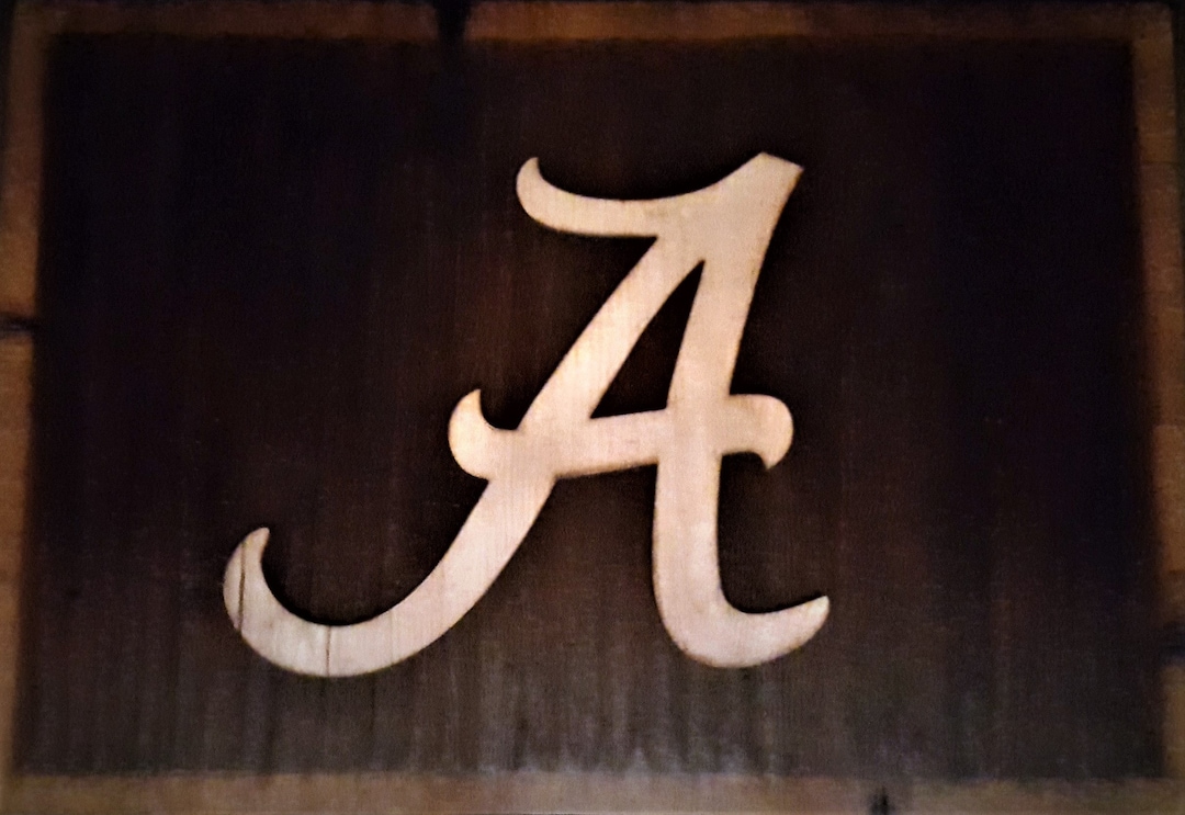 Large Alabama A Logo Laser Cut Engraved Houndstooth Wood | Wooden Bama ...