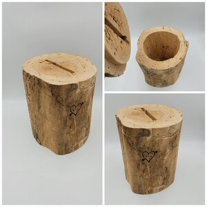 Hollowed Tree Stump With Lid | Wooden Tip Jar | Custom Wedding Gift ...