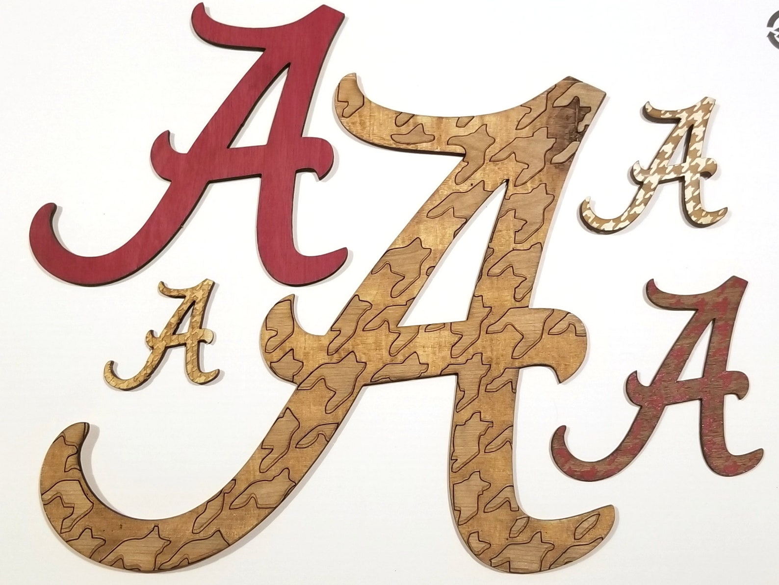 Large Alabama A Logo Laser Cut Engraved Houndstooth Wood | Etsy