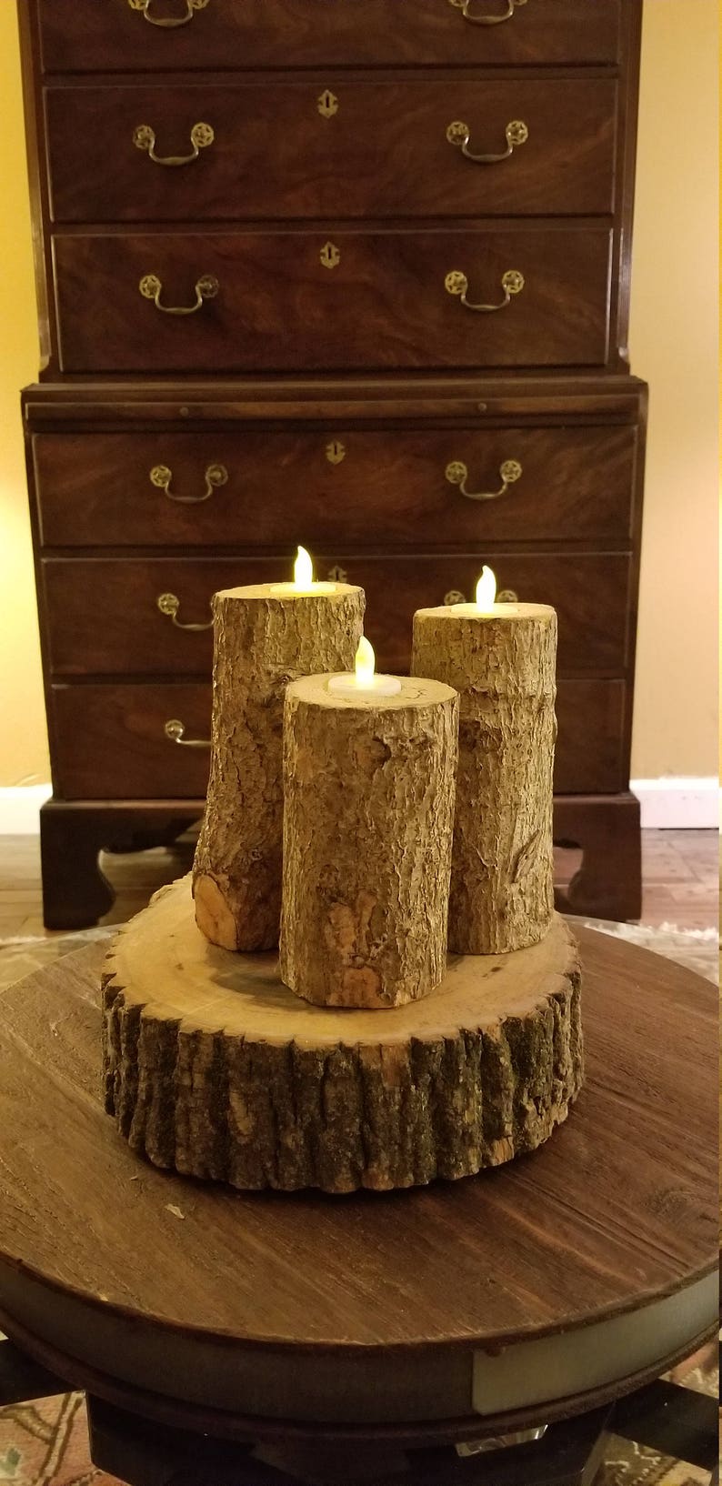 Log Candle Tea Light Holders Set of 3 for Home or Event | Etsy