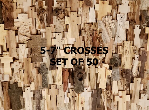 Wood Crosses 5-7 Set Rustic Wooden Cross Ornament | Etsy
