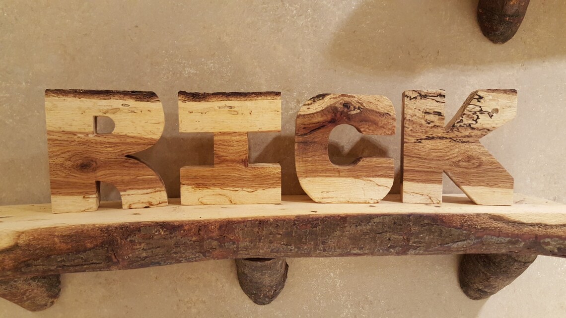 Standing Wood Letters Rustic Custom Live Edge Wooden Word or - Etsy