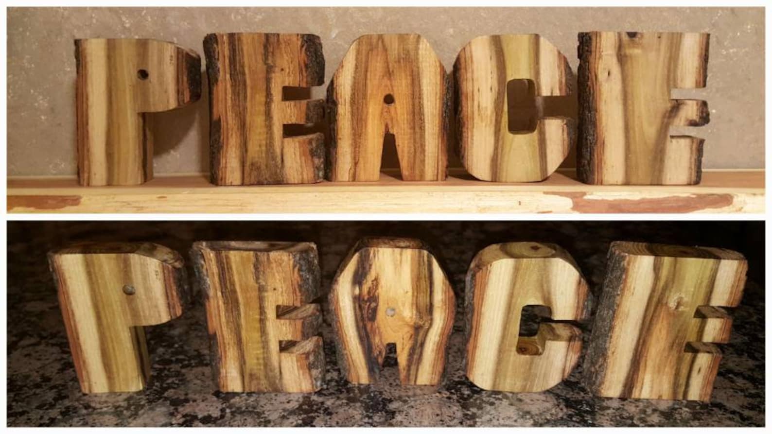 Standing Wood Letters - Rustic Custom Live Edge Wooden Word or Name ...
