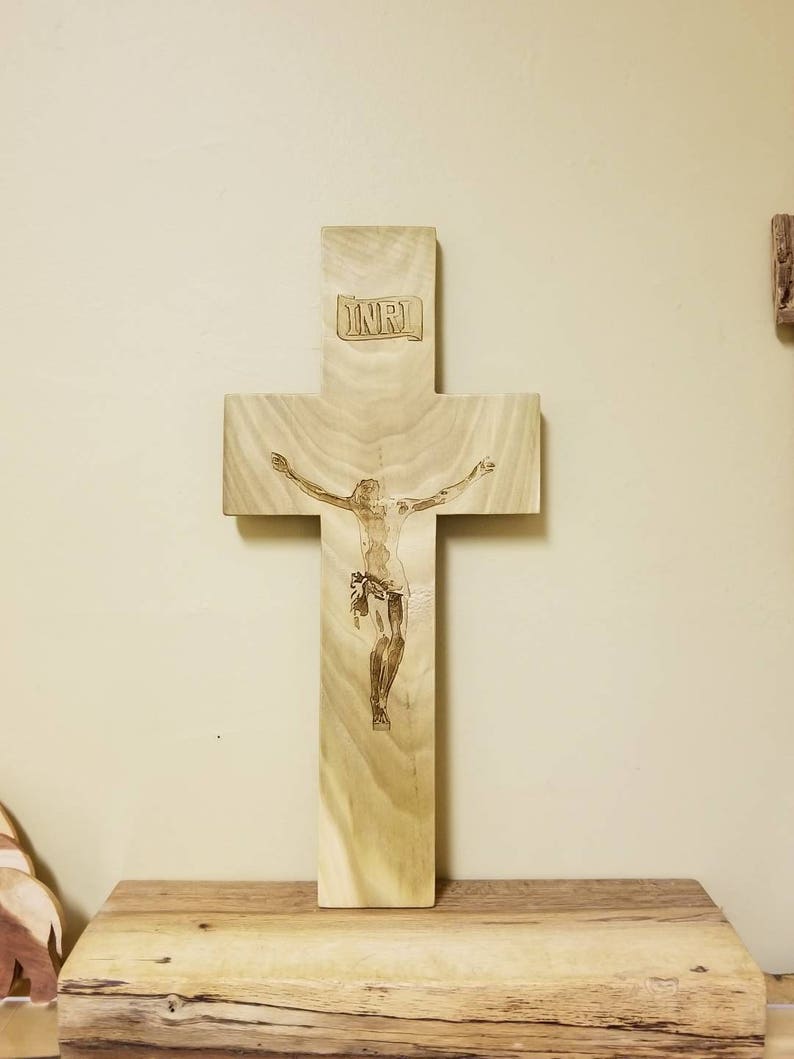 Wooden Crucifix 6 Laser Engraved Jesus INRI Banner - Etsy