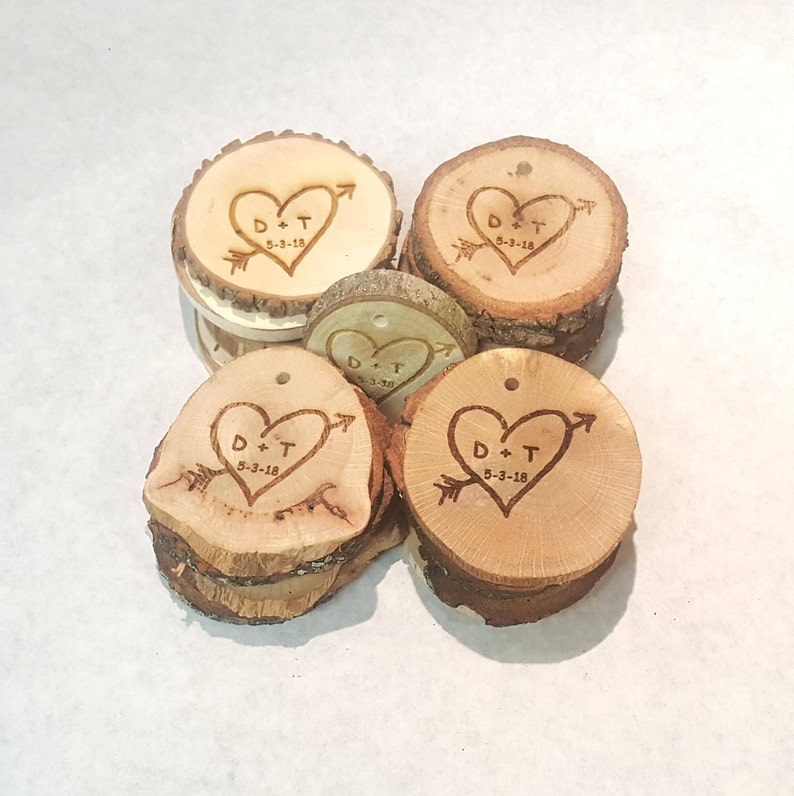 25+ Laser Engraved Branch Slice Personalized Gift Favors | Custom Wood ...