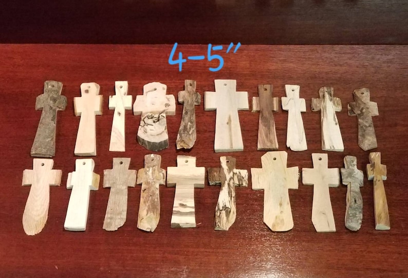 25 Wooden Cross Set 4-5 Carved Log Crosses for - Etsy