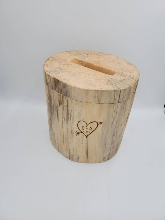 Hollowed Tree Stump With Lid Wooden Tip Jar Custom Wedding - Etsy