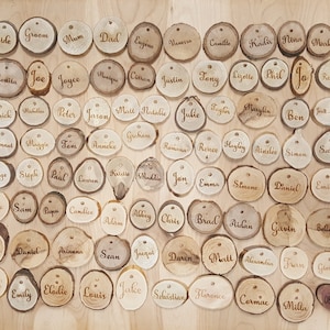 Custom Engraved Wood Slices 60-100 | Personalized Wooden Wedding Gift ...