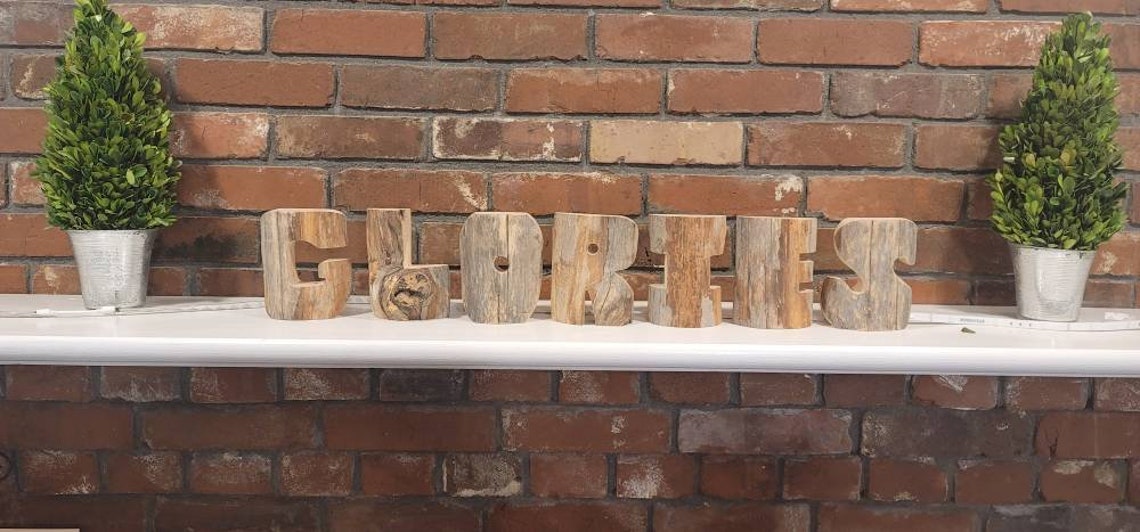 Standing Wood Letters Rustic Custom Live Edge Wooden Word or - Etsy