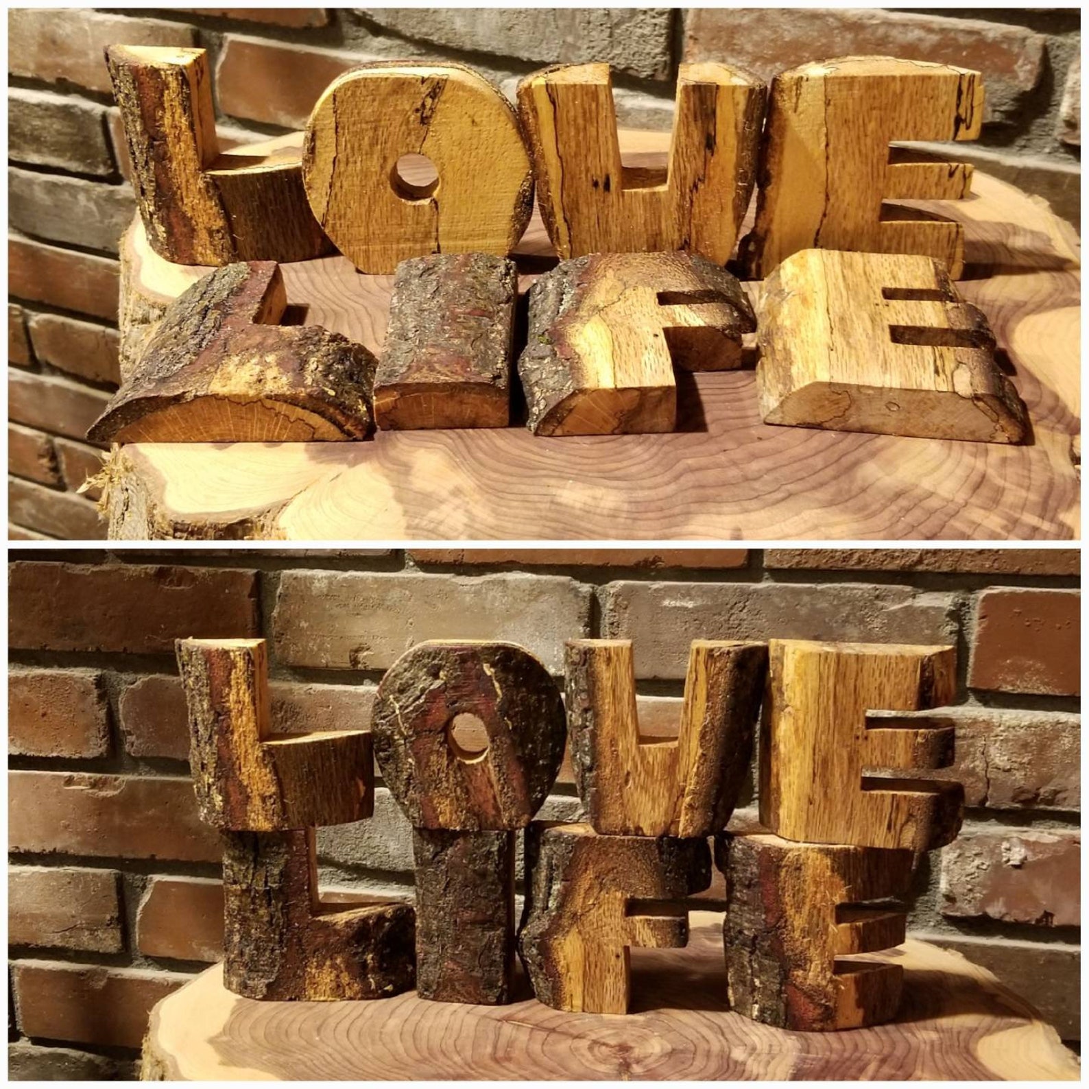 Standing Wood Letters - Rustic Custom Live Edge Wooden Word or Name ...