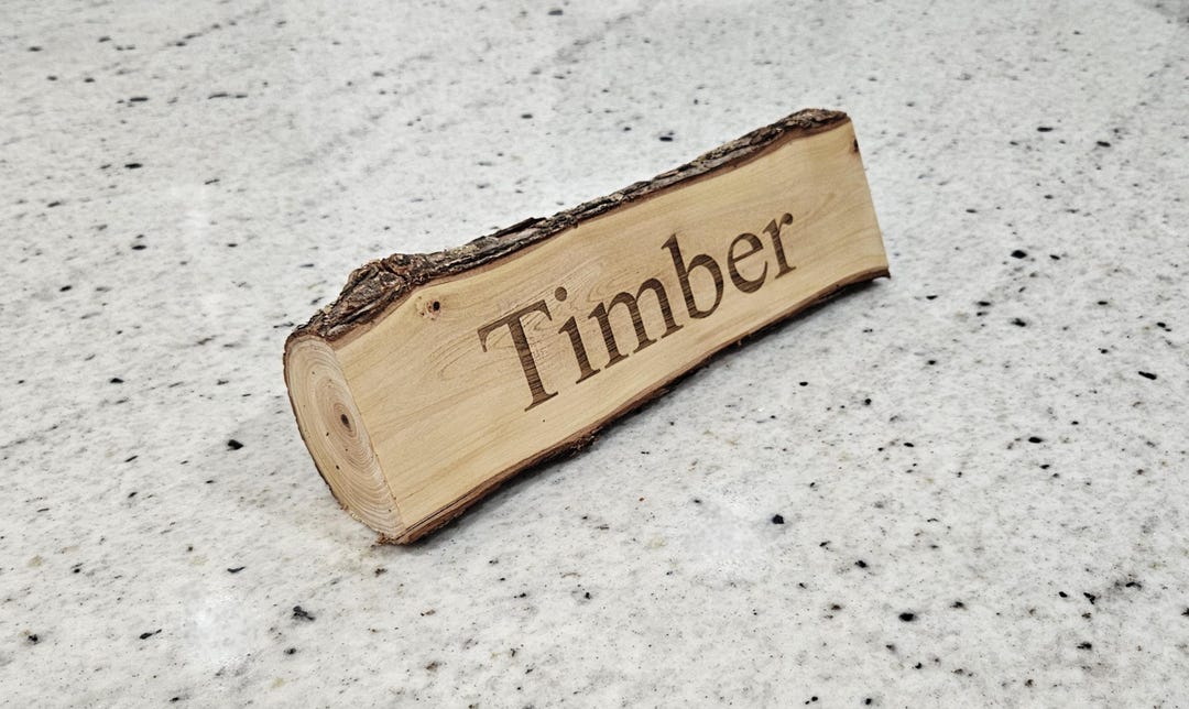 Engraved Log Name Plate | Personalized Live Edge Wood Desk Plaque ...