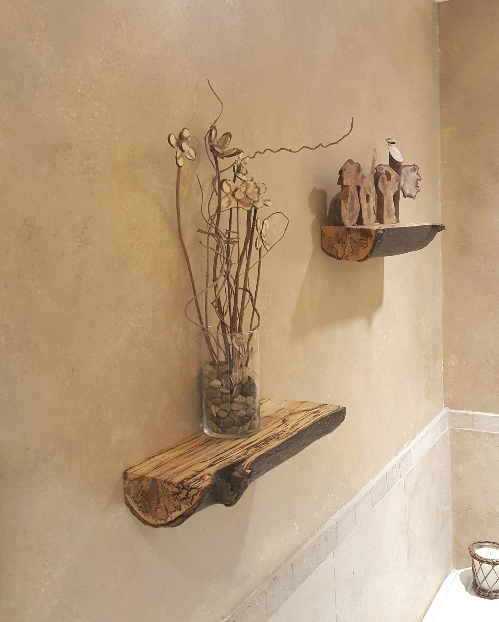 Tree Slab Shelf | Floating Live Edge Wood Wall Art | Ecofriendly Unique ...