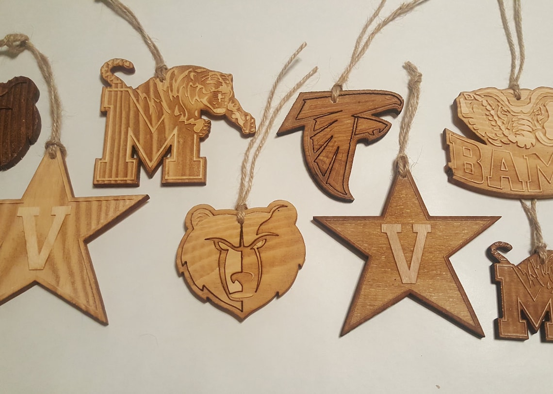 Mascot Team Logo 6-8" | Laser Cut Engraved Wood Football-basketball ...