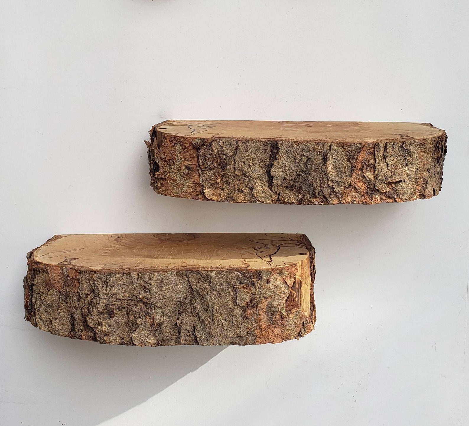 Tree Slice Sconces Split Matching Pair | Live Edge Floating Log Slices ...