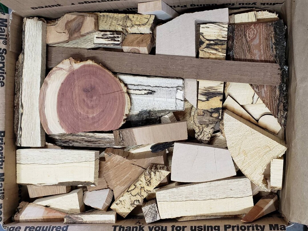 Box of Wood Scrap Chunks From Variety Tree Species | Log Slice Chips ...