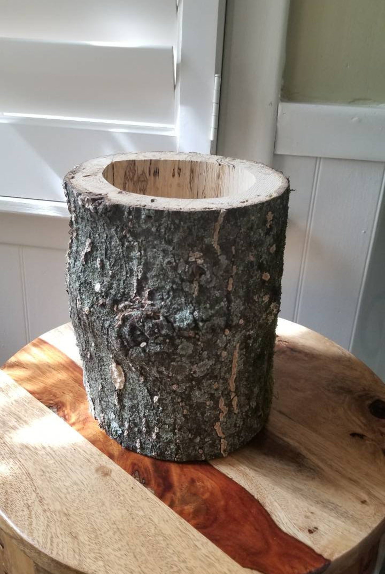 Log Vase Plant Holder Water Resistant or Unfinished Hollowed - Etsy
