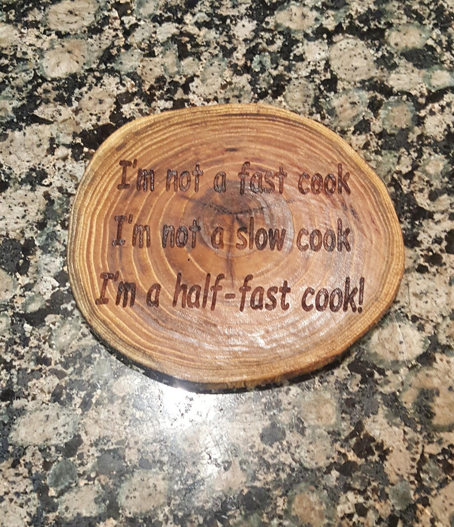 Humorous Wood Trivet | Custom Engraved Log Slice Coaster | Kitchen or ...