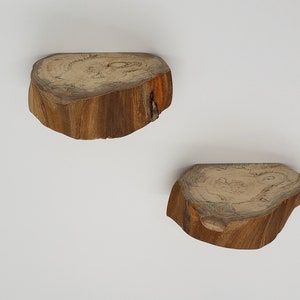 Live Edge Log Sconces Set W Keyhole Hanger | Candle Picture Shelf Wood ...