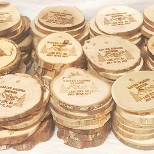 Custom Engraved Wood Slices 60-100 | Personalized Wooden Wedding Gift ...