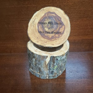 Hollowed Log Storage Keepsake Box | Rustic Live Edge Custom Engraved ...