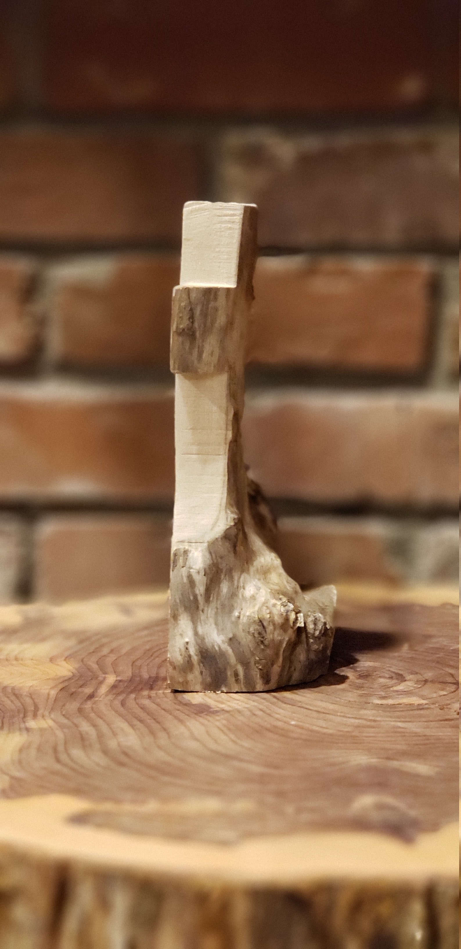 Standing Carved Log Cross Unique Live Edge Freestanding Wood | Etsy