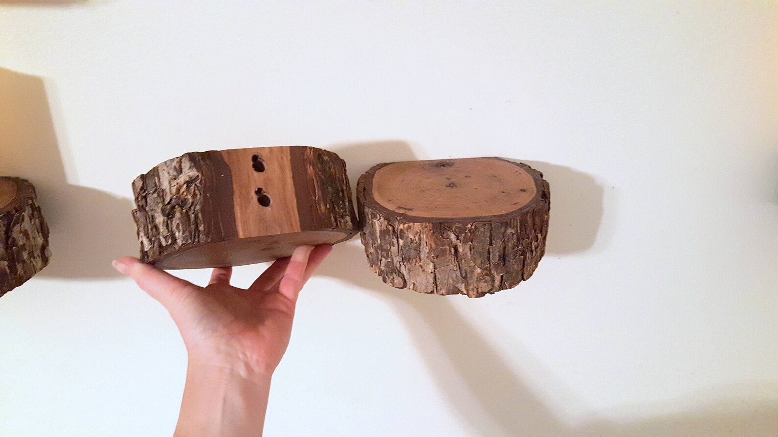 Live Edge Log Sconces Set W Keyhole Hanger Candle Picture - Etsy
