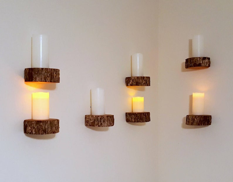 Tree Slice Sconces Matching Set of 3-7 Live Edge Floating | Etsy