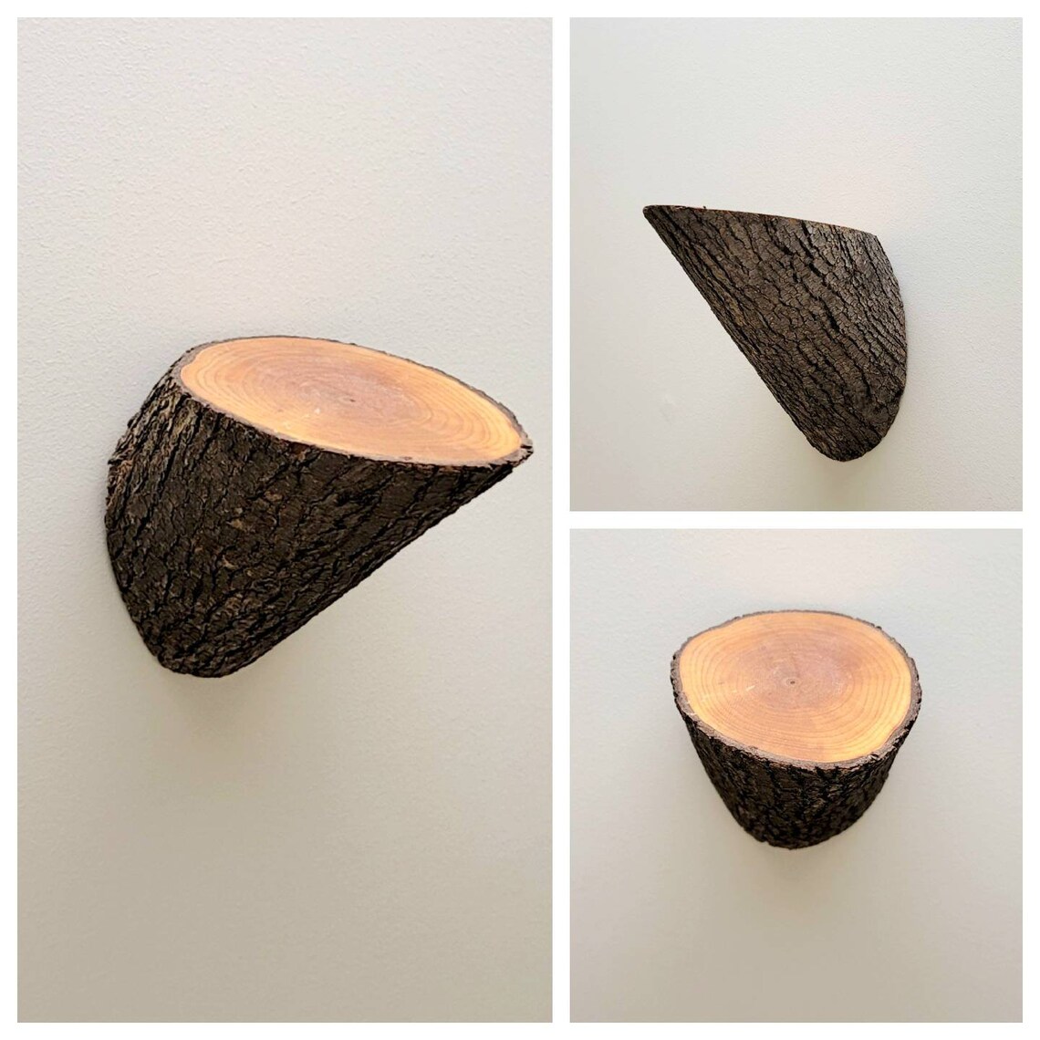 Live Edge Wood Wall Sconces Floating Spalted Oak Log Sconce - Etsy