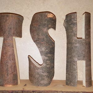 Rustic Standing Custom Wood Letters Hand Carved From Live Edge Log ...