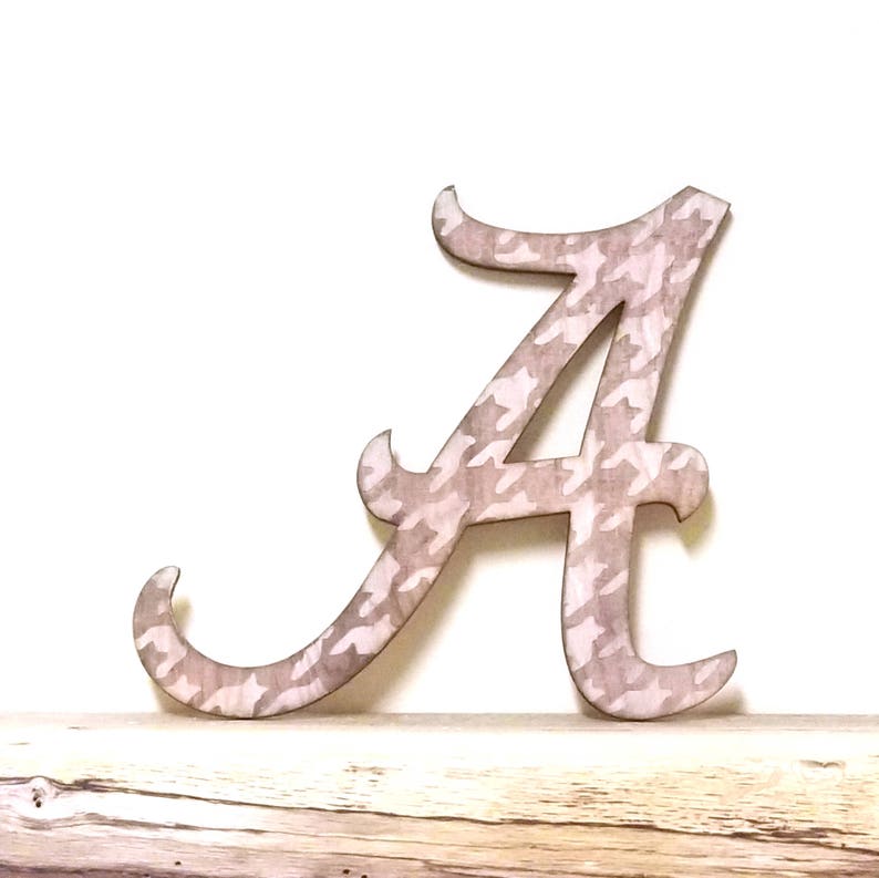 Large Alabama A logo Laser cut engraved houndstooth Wood | Etsy