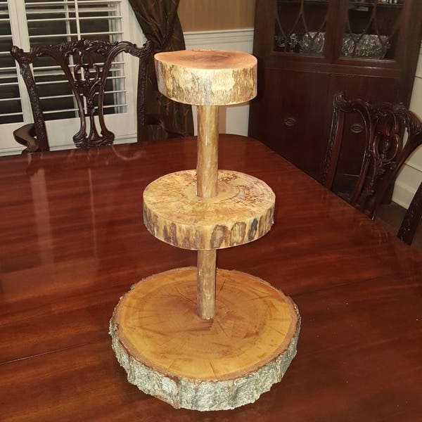 Wooden Log Tiered Cake Stand - Etsy