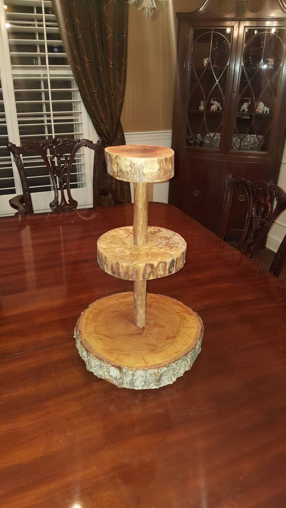 Cake Stand 3 Tier Log Slices Rustic Wedding Layered Wooden - Etsy
