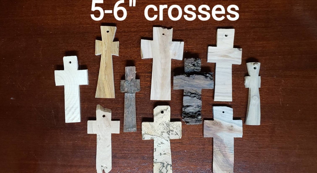 Wooden Crosses Set or Sample | Rustic Hand Cut Live Edge Baptism Favors ...