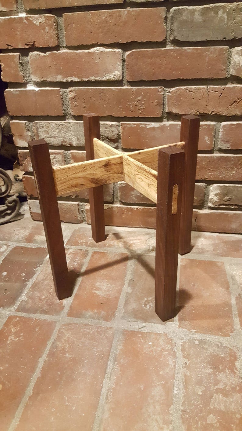 Spalted Solid Wood Plant Stand Rustic-mid Century Indoor Pot - Etsy