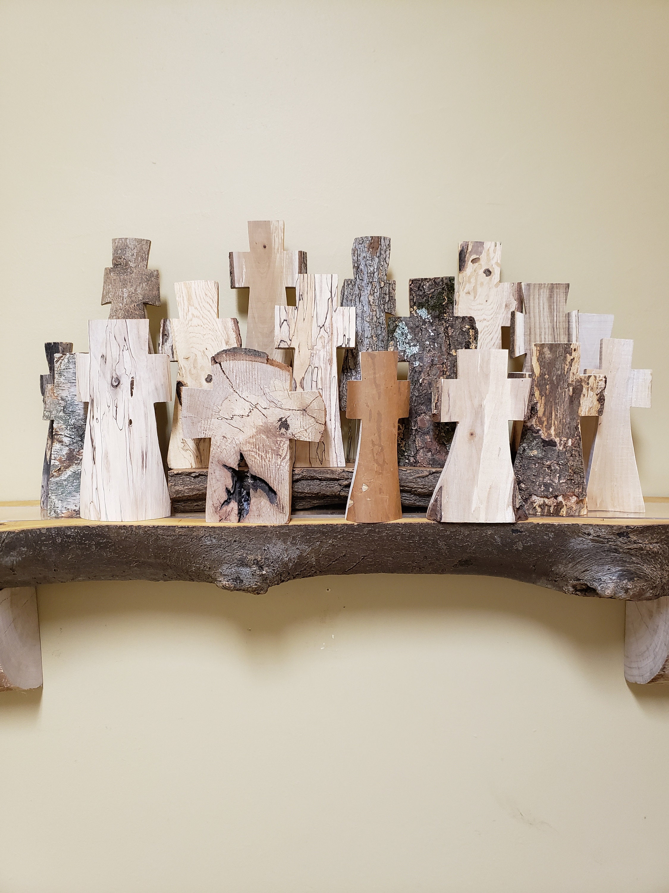 Freestanding Wooden Crosses 20-30 Set Hand Cut Live Edge Wood ...