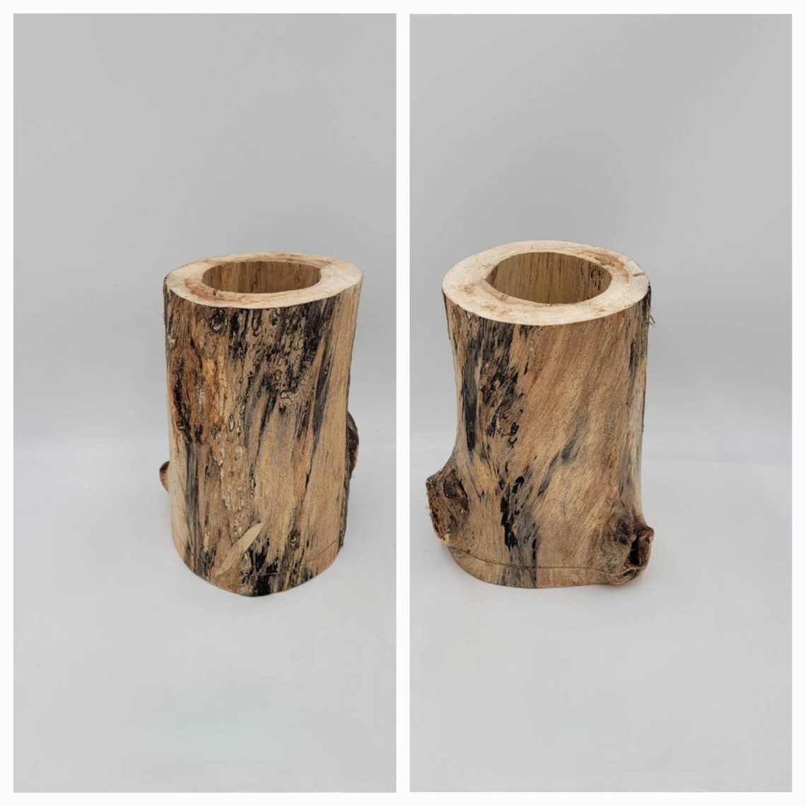 Log Vase Plant Holder Water Resistant or Unfinished Hollowed - Etsy