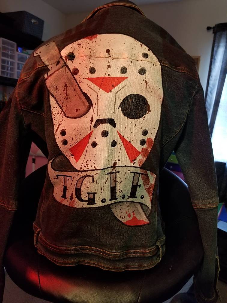 Custom Punk Horror TGIF Friday 13th Denim Jacket OOAK Size Medium - Etsy
