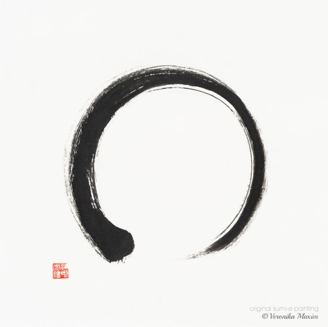Original Sumi-e Ink on White Rice Paper Zen Painting of Enso Circle ...