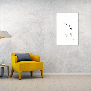 Heron Painting,heron Sumi-e Painting, Sumi-e Painting, Zen Wall Art ...