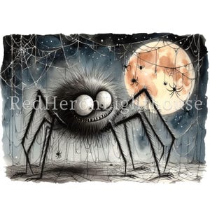 Spooky Spiders Clipart 12 Pngs/jpgs, Funny Insect Designs, Humorous ...